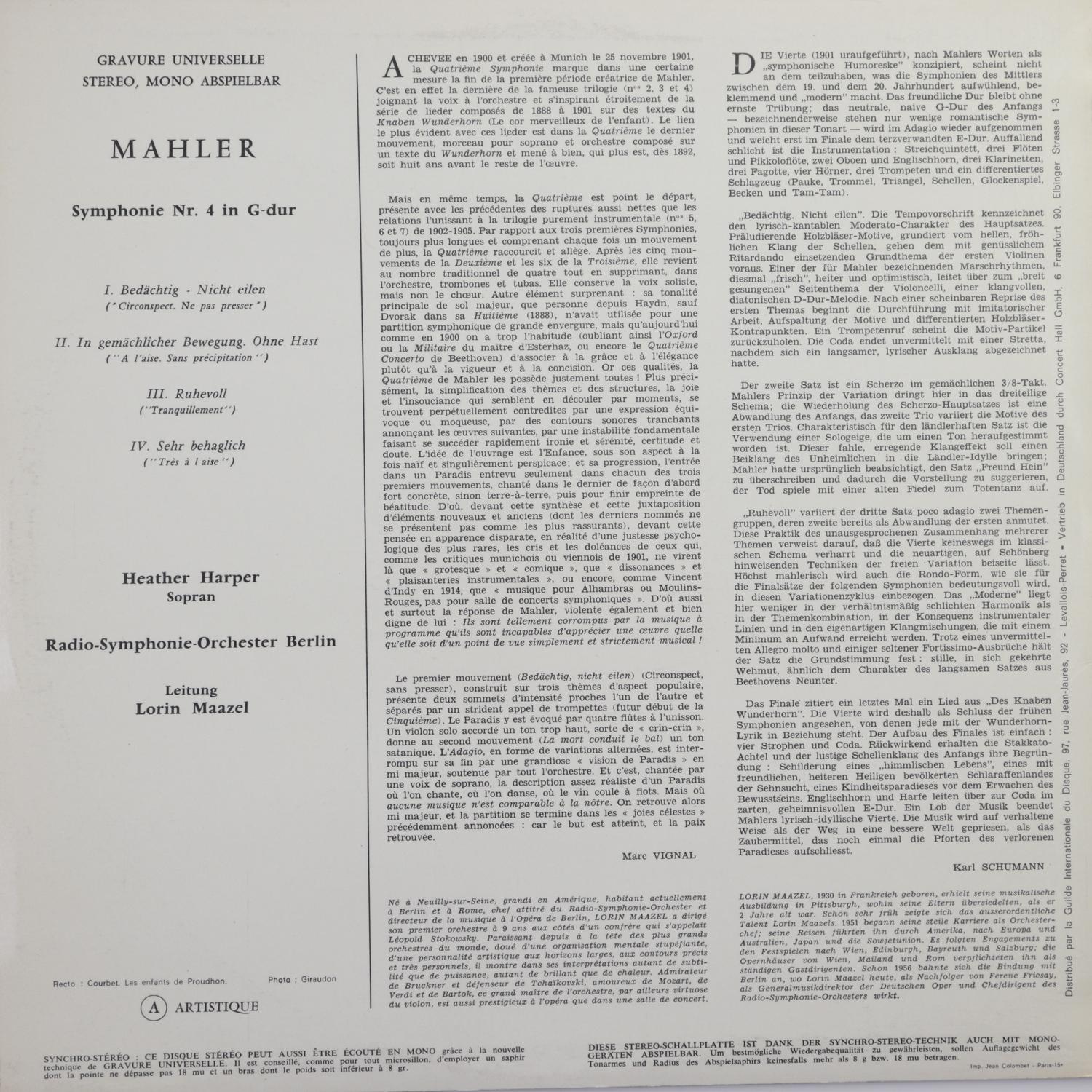 Виниловая пластинка ВИНТАЖ - MAHLER: SYMPHONY № 1 (LORIN MAAZEL ...