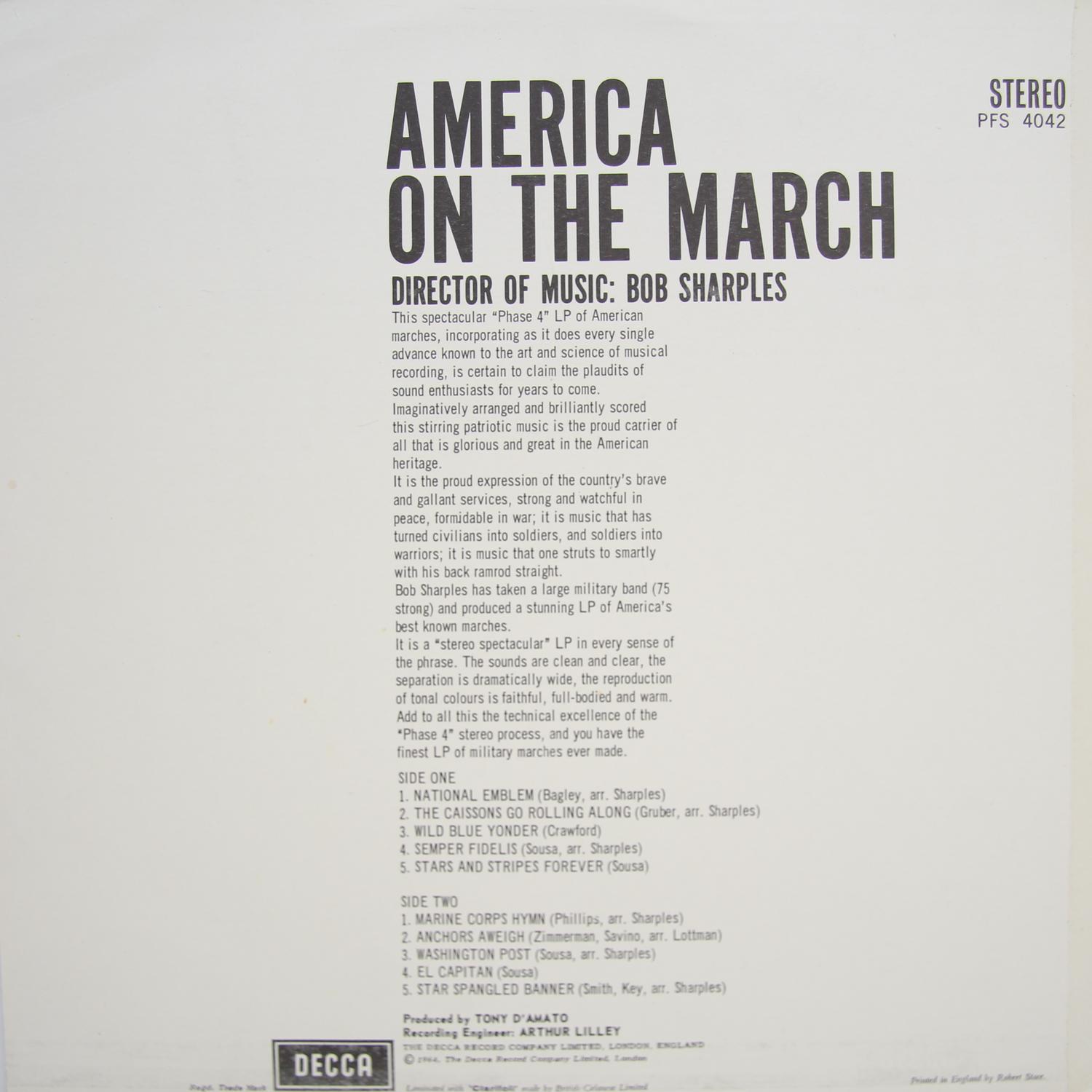 Виниловая пластинка ВИНТАЖ - РАЗНОЕ - AMERICA ON THE MARCH (BOB ...