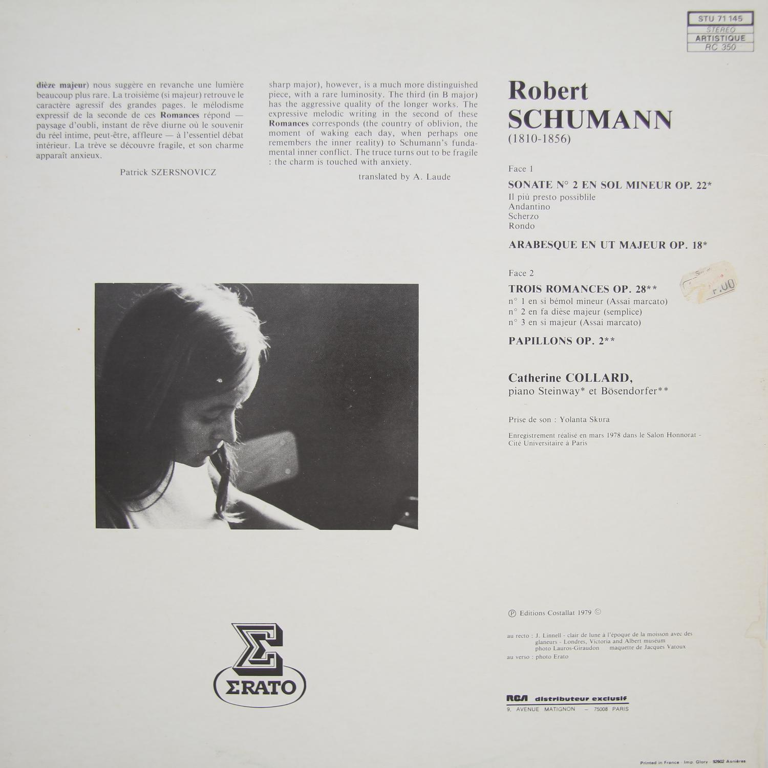 Виниловая пластинка ВИНТАЖ - SCHUMANN - SONATE № 2 OP. 22, PAPILLONS OP ...