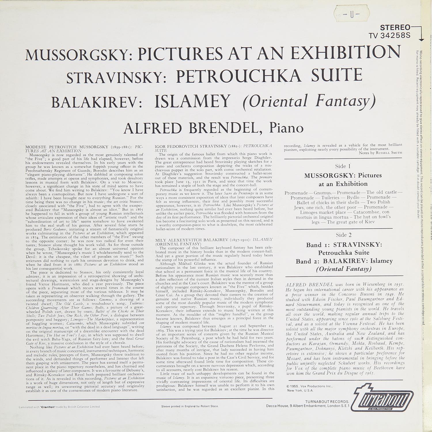 Виниловая пластинка ВИНТАЖ - STRAVINSKY: PETROUCHKA SUITE; MUSSORGSKY: PICTURES AT AN EXHIBITION ...
