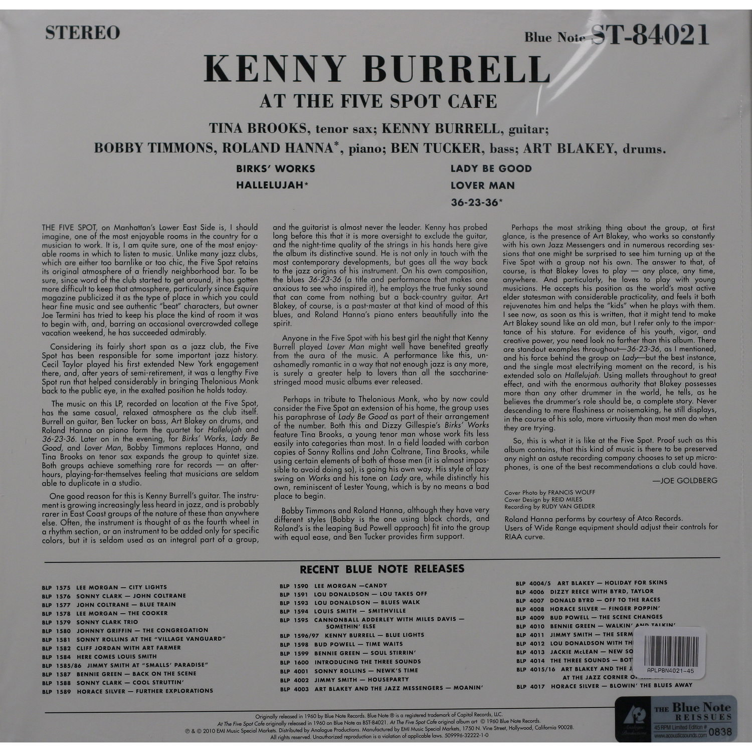 Виниловая пластинка KENNY BURRELL-ON VIEW AT THE FIVE SPOT CAFE (2LP ...