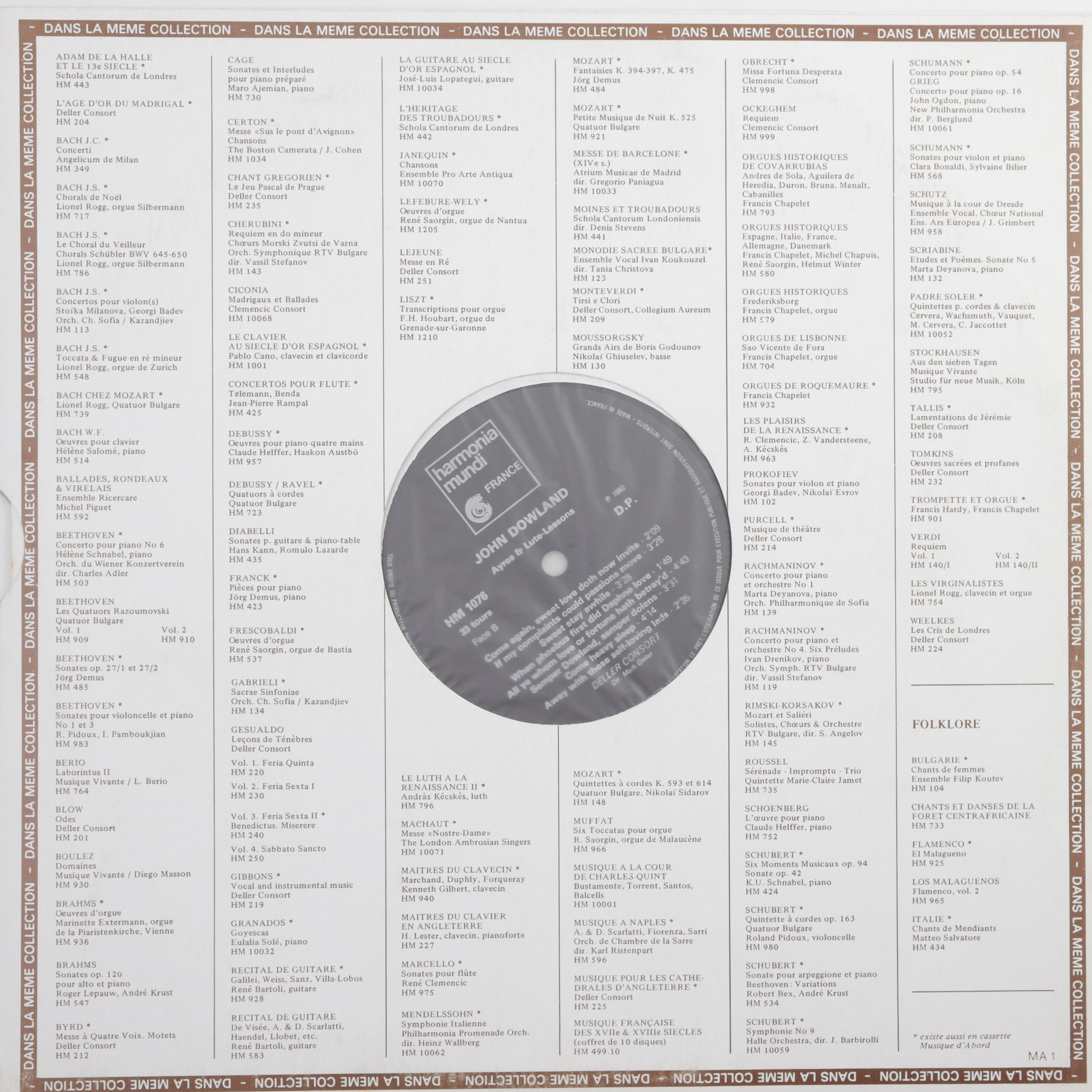 Виниловая пластинка ВИНТАЖ - JOHN DOWLAND: AYRES & LUTE-LESSONS (MARK ...