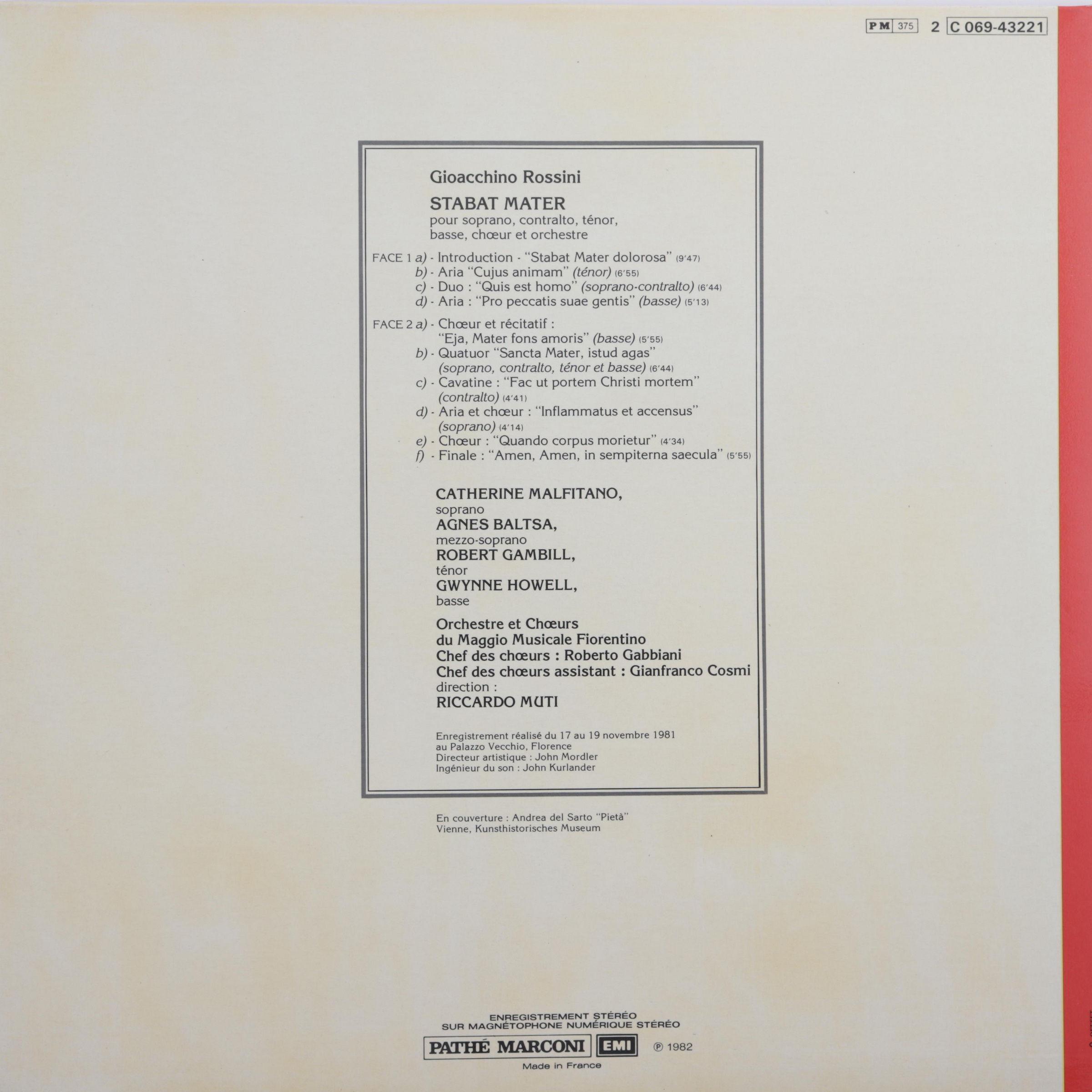 Виниловая пластинка ВИНТАЖ - ROSSINI: STABAT MATER (C. MALFITANO, A ...