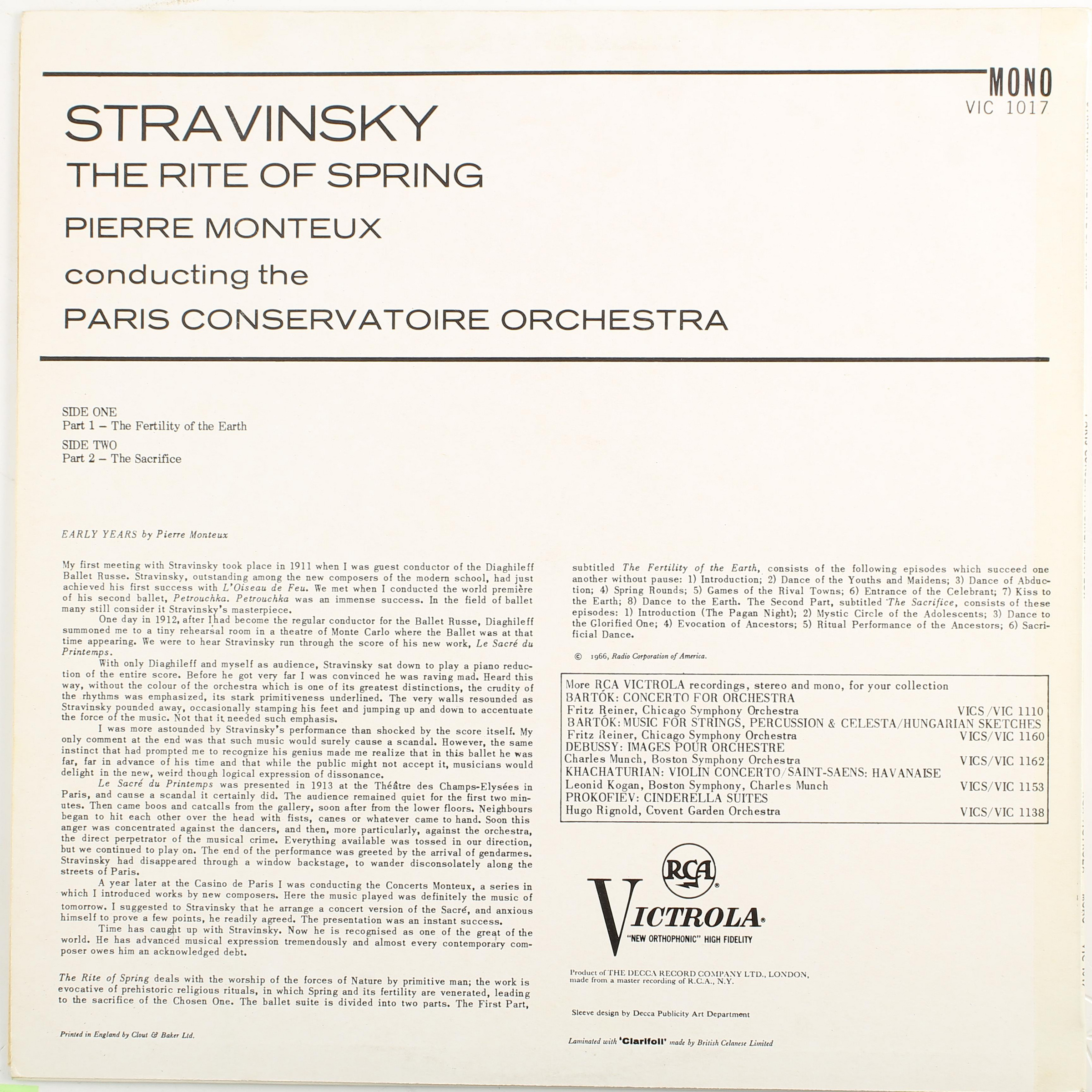 Виниловая пластинка ВИНТАЖ - STRAVINSKY: THE RITE OF SPRING | Купить в ...
