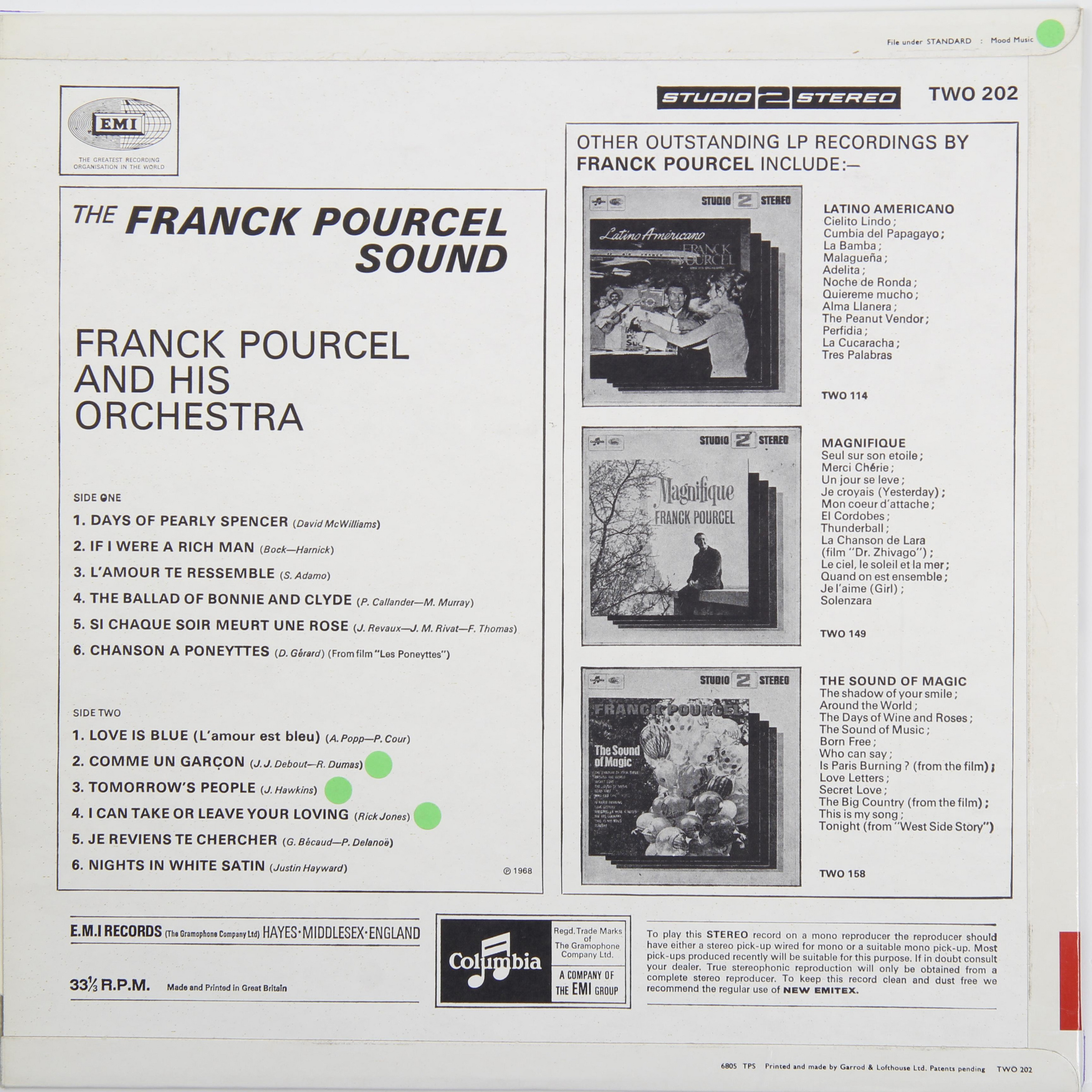 Виниловая пластинка ВИНТАЖ - THE FRANCK POURCEL SOUND | Купить в ...