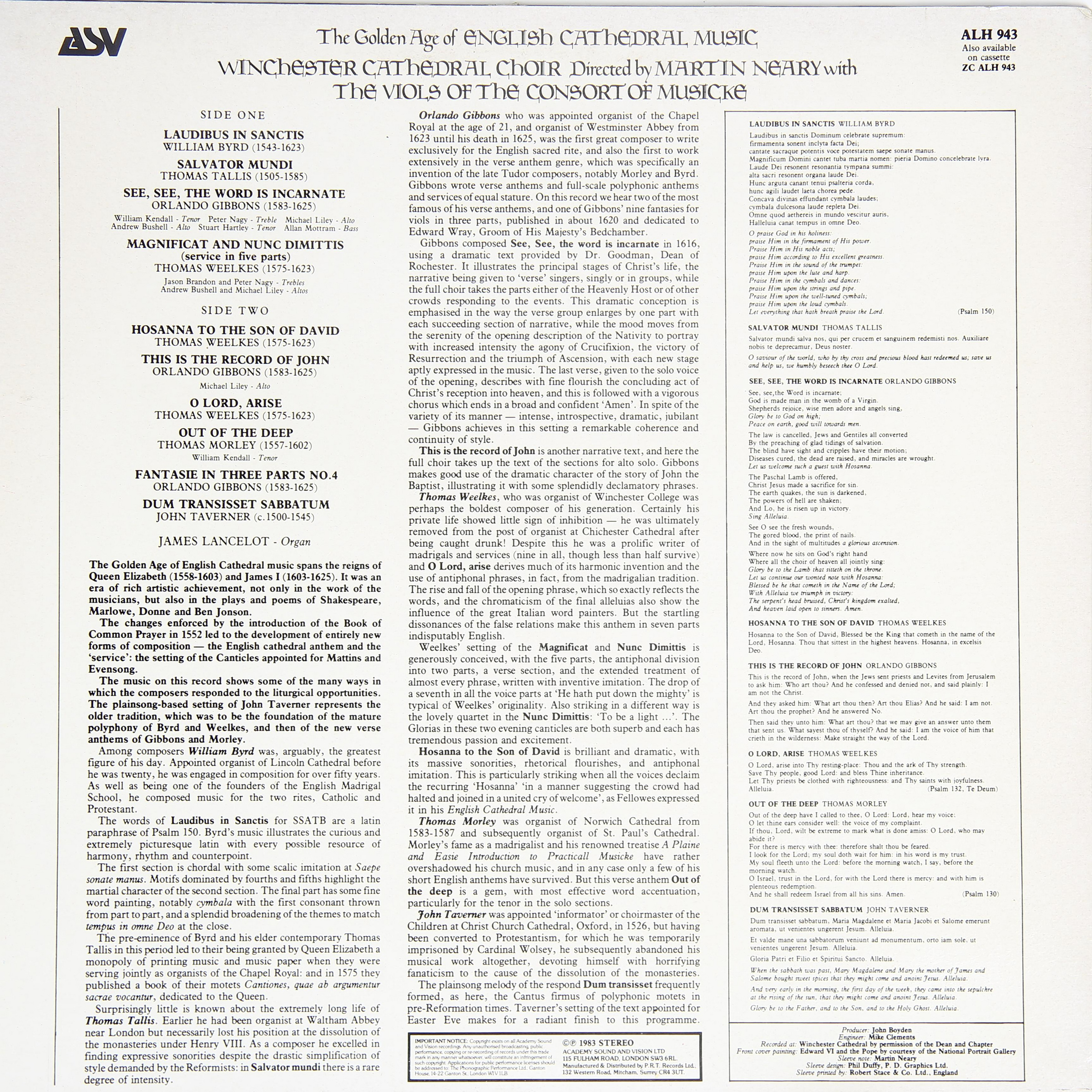Виниловая пластинка ВИНТАЖ - W. BYRD, T. TALLIS, O. GIBBONS: THE GOLDEN ...